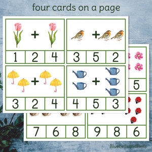 Montessori Spring Printable Addition Clip Cards. Preschool and ...
