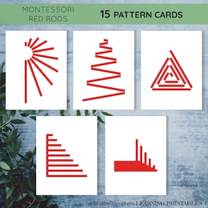 Montessori Red Rods Pattern Cards. Sensorial Extension Printable ...