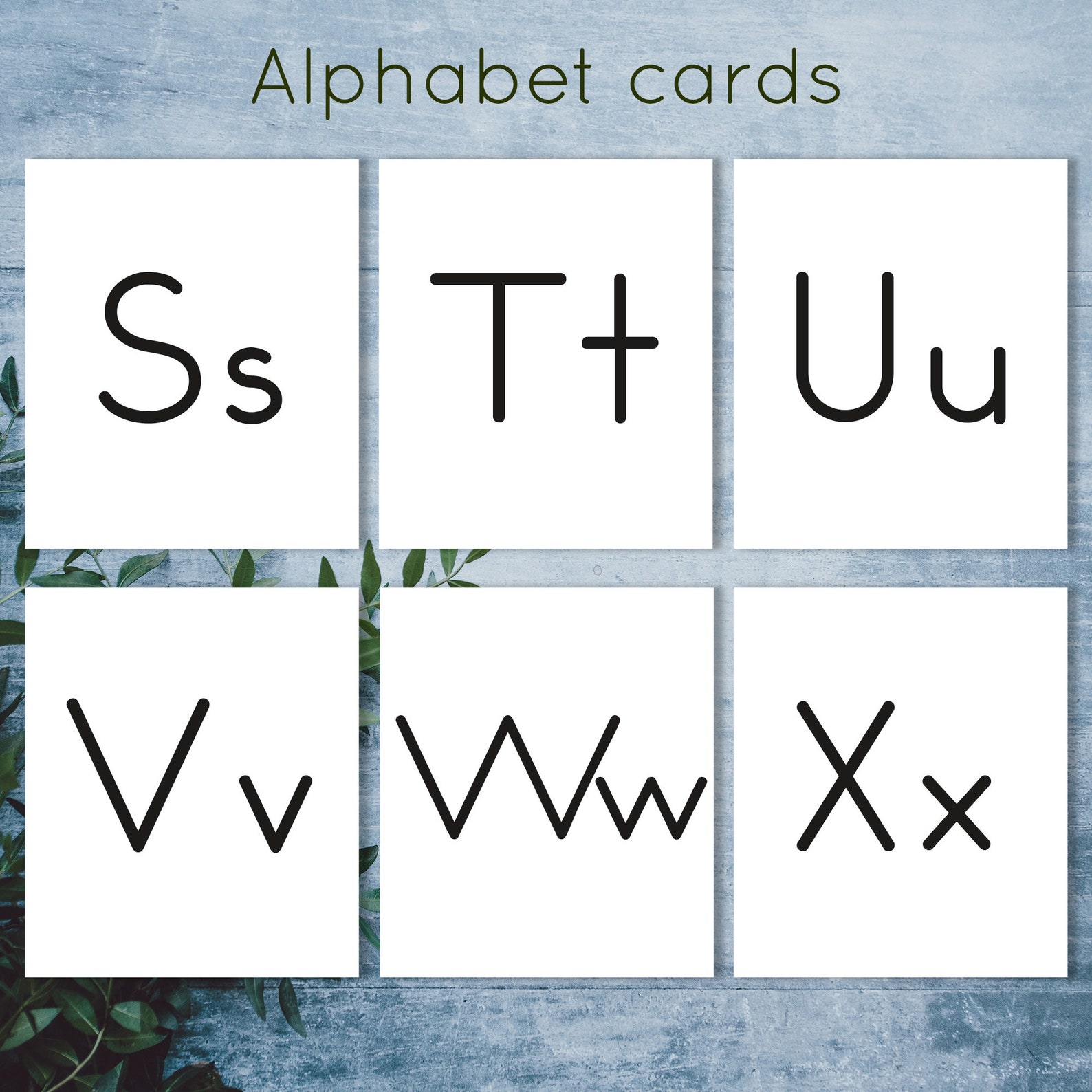 Printable Alphabet Cards. Simple Letter Flash Cards. ABC - Etsy