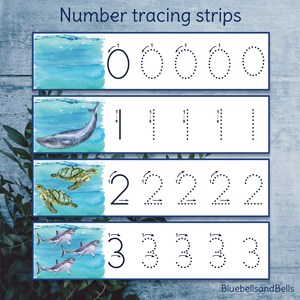 Ocean Number Tracing Printable. Preschool and Kindergarten Handwriting ...