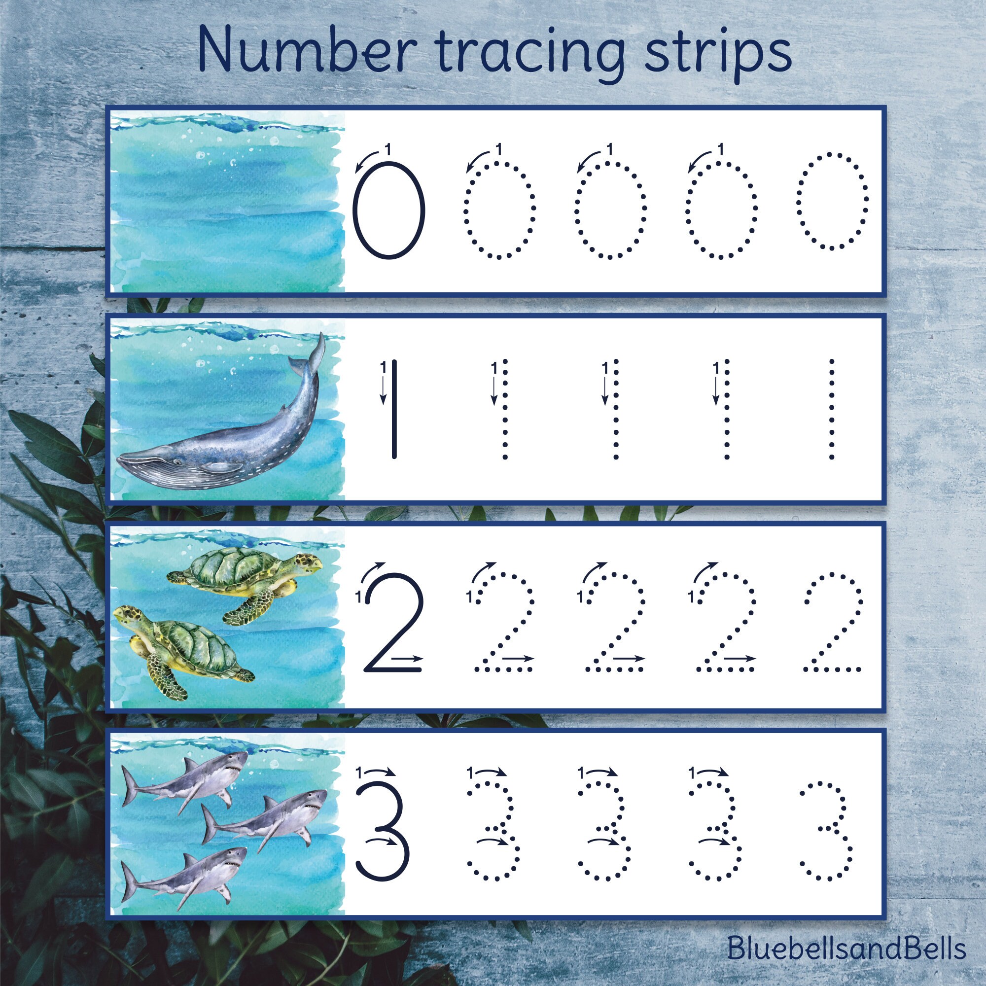 Ocean Number Tracing Printable. Preschool and Kindergarten - Etsy UK