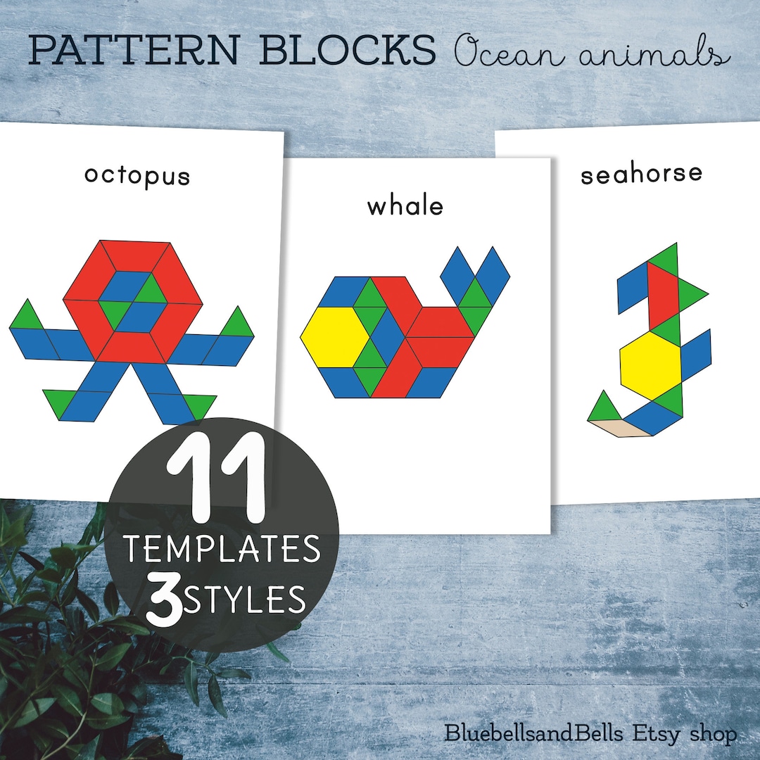 Ocean Animals Pattern Blocks Templates. Preschool and Kindergarten ...