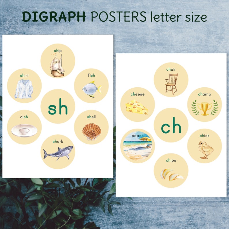 Digraph Posters. Phonics Printable Matching Activity. - Etsy