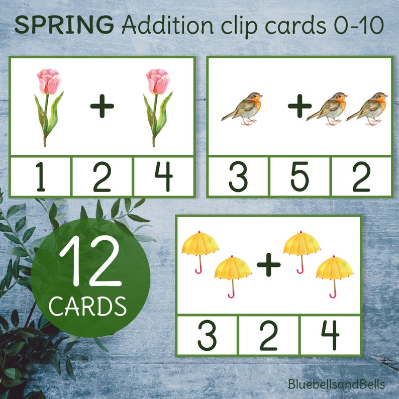 Montessori Spring Printable Addition Clip Cards. Preschool and | Etsy