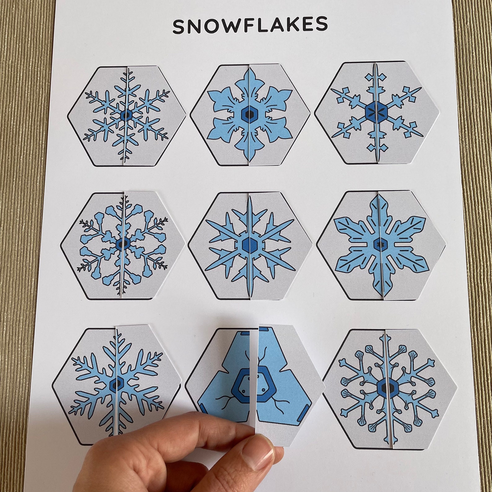 Montessori Preschool Winter Printable Snowflake Symmetry - Etsy