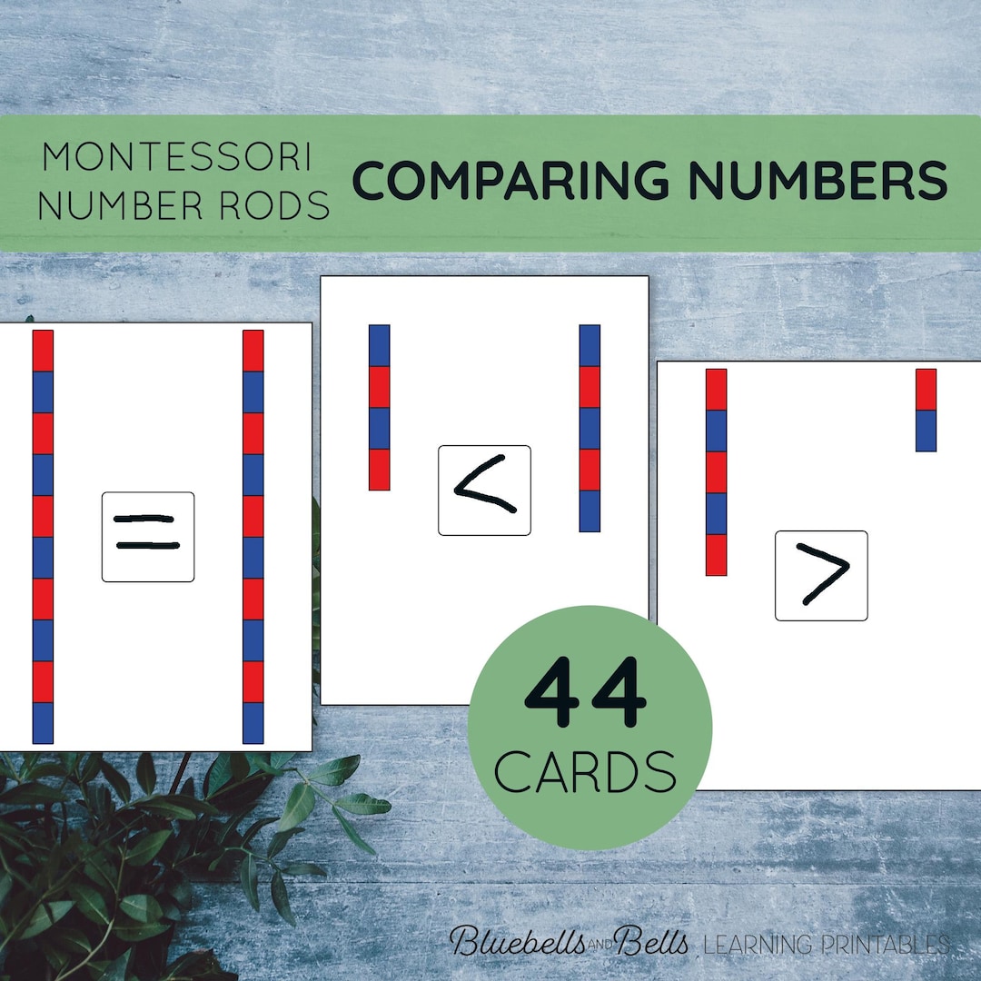 Montessori Number Rods Comparing Numbers Task Cards. - Etsy