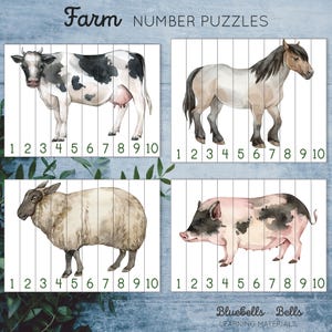 Farm Animal Number Sequence Puzzles 1-10. Preschool Math Printable ...