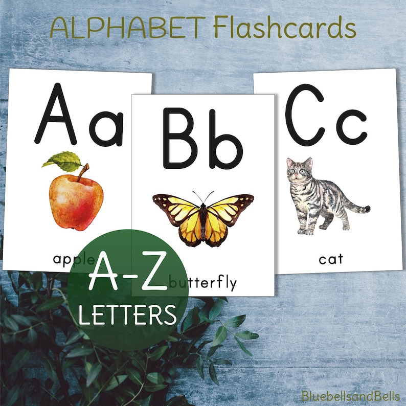 Alphabet Printable Flashcards. Toddler Watercolor Letter - Etsy