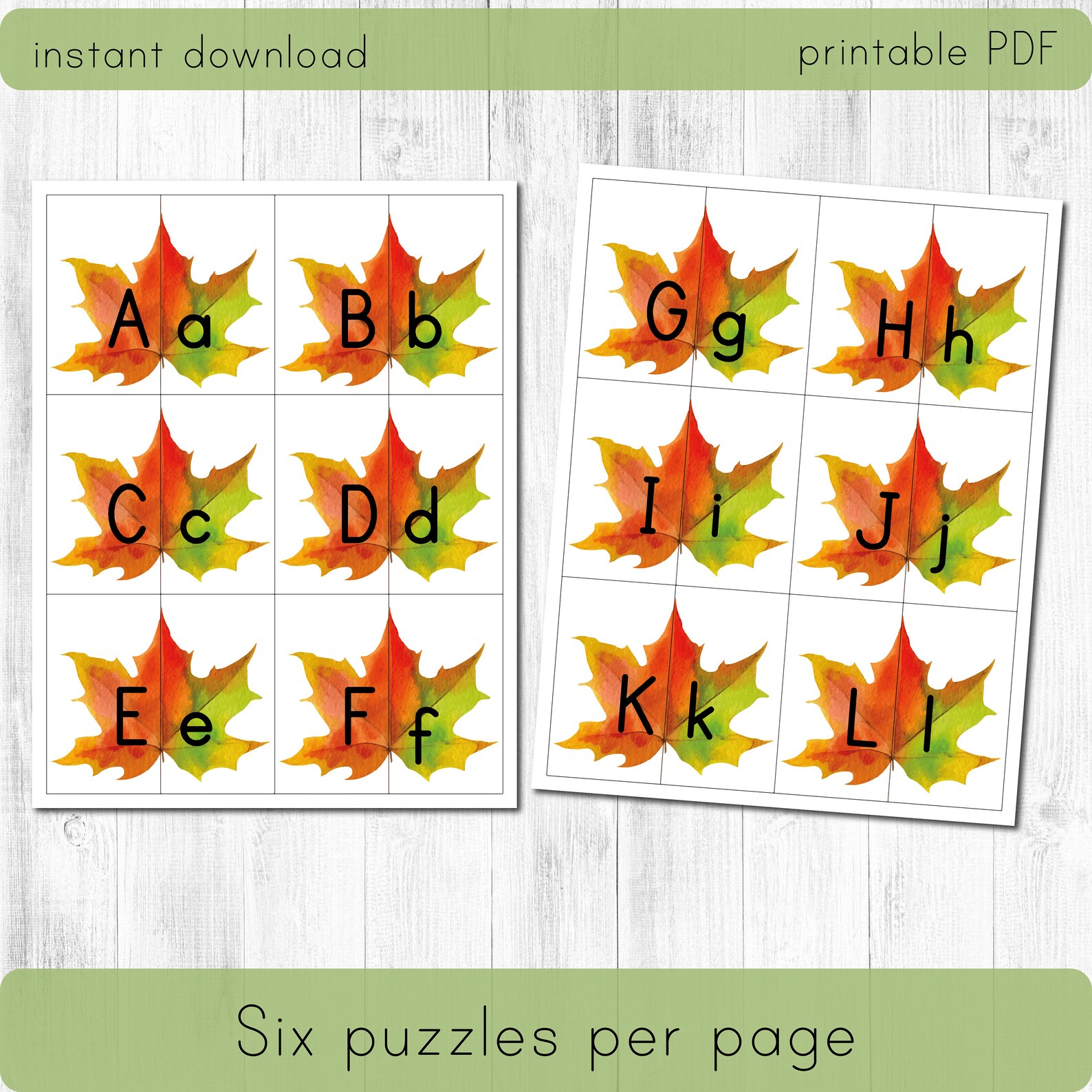 Fall leaf letter matching puzzles. Montessori autumn preschool | Etsy