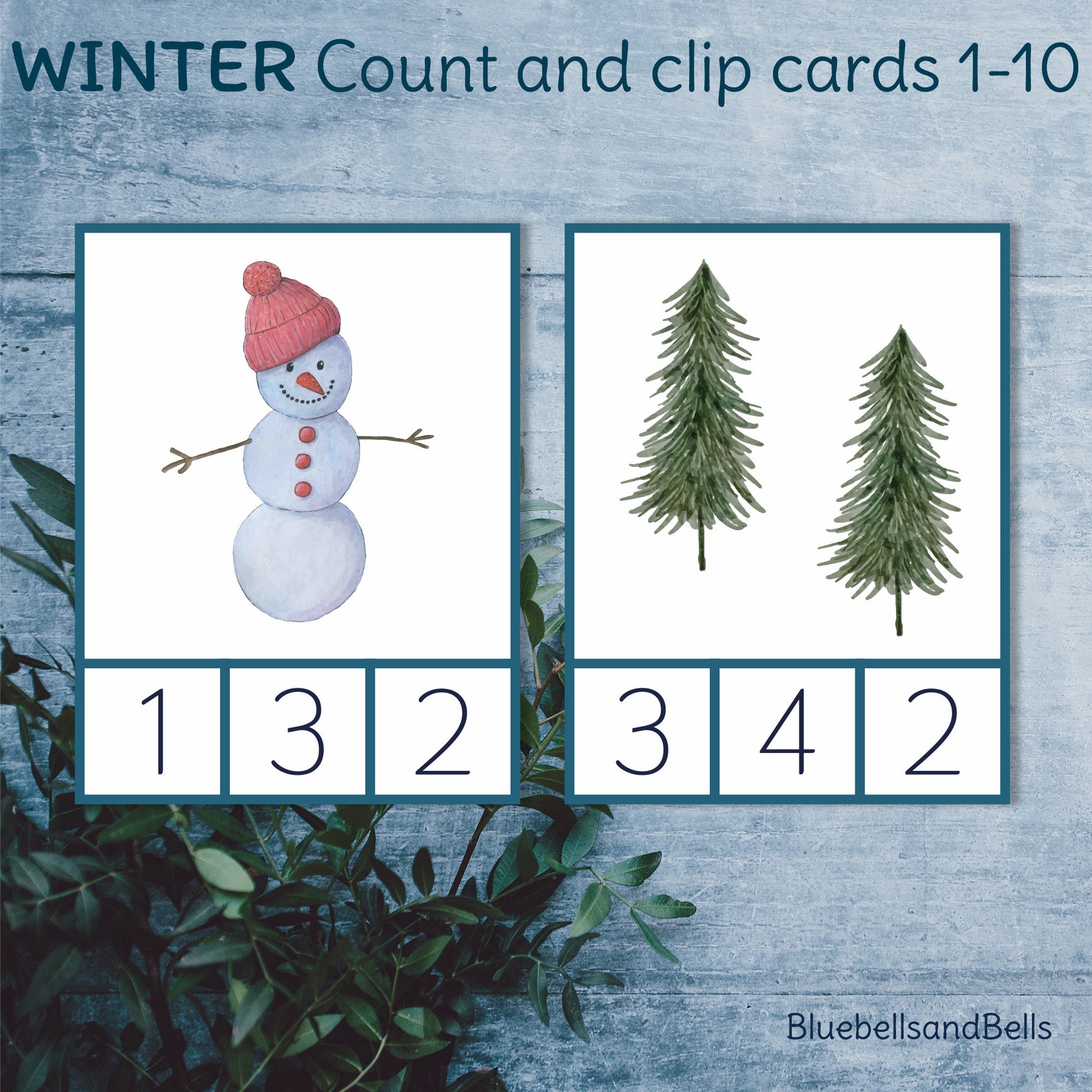 Winter Preschool Printable Count and Clip Cards. Christmas | Etsy