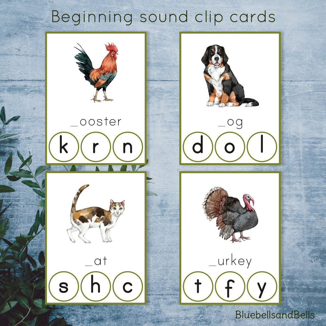 Farm Phonics Clip Cards. Montessori Printable Beginning Sound | Etsy