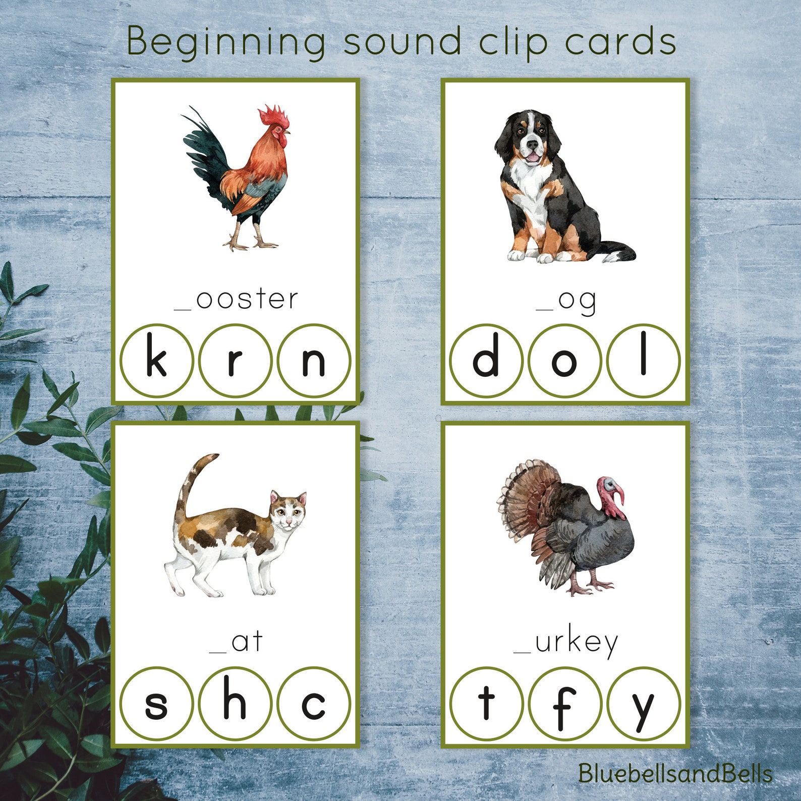 Farm Phonics Clip Cards. Montessori Printable Beginning Sound - Etsy