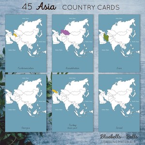 Asia Montessori Maps and Country Cards. Continent Study Printable. - Etsy