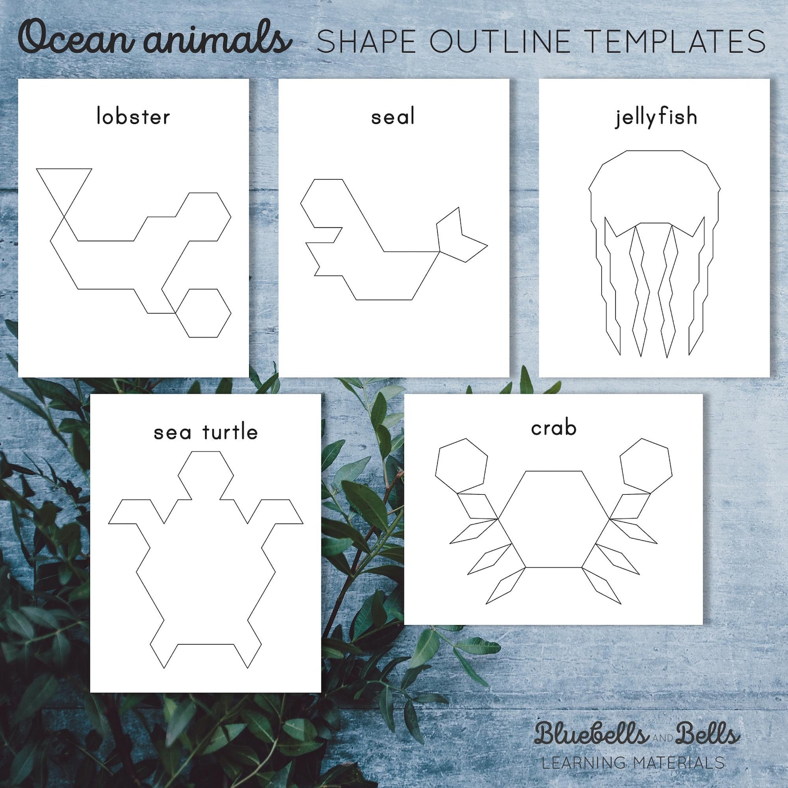 Ocean Animals Pattern Blocks Templates. Preschool and Kindergarten ...