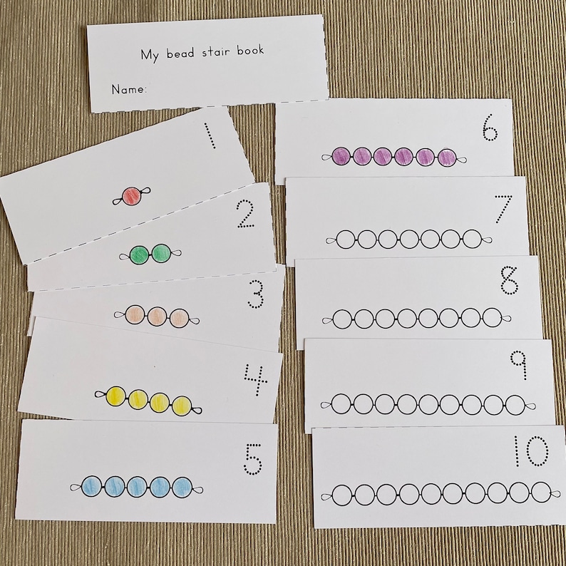Montessori Colored Bead Stair Printables. Preschool Math - Etsy