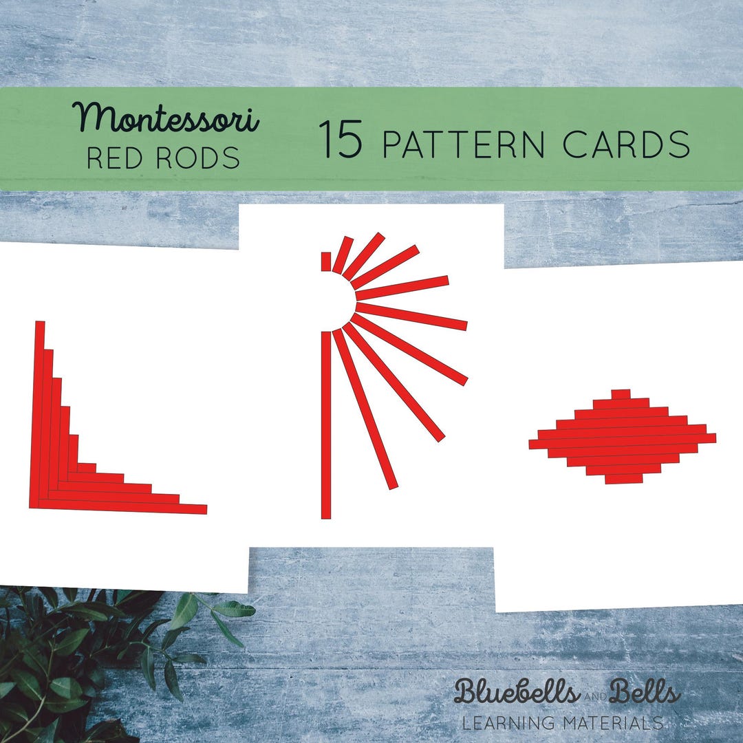 Montessori Red Rods Pattern Cards. Sensorial Extension Printable ...
