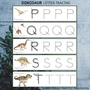 Dinosaur Alphabet Cards Tracing Letters. Preschool Montessori ...
