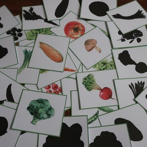 Vegetables Printable Shadow Matching Cards. Montessori Toddler Activity ...