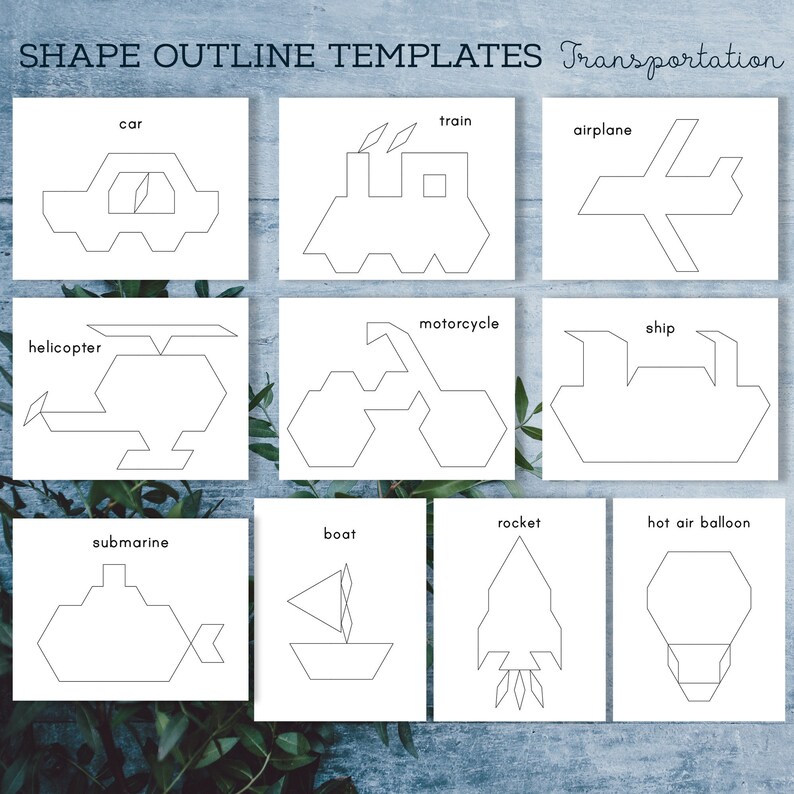 Transportation Pattern Blocks Templates. Preschool and - Etsy