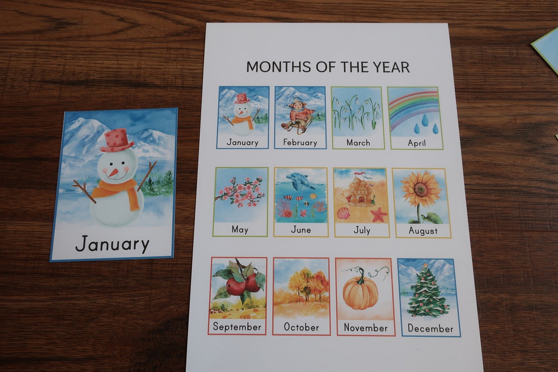 Months of the Year Cards and Poster. Digital Download. | Etsy