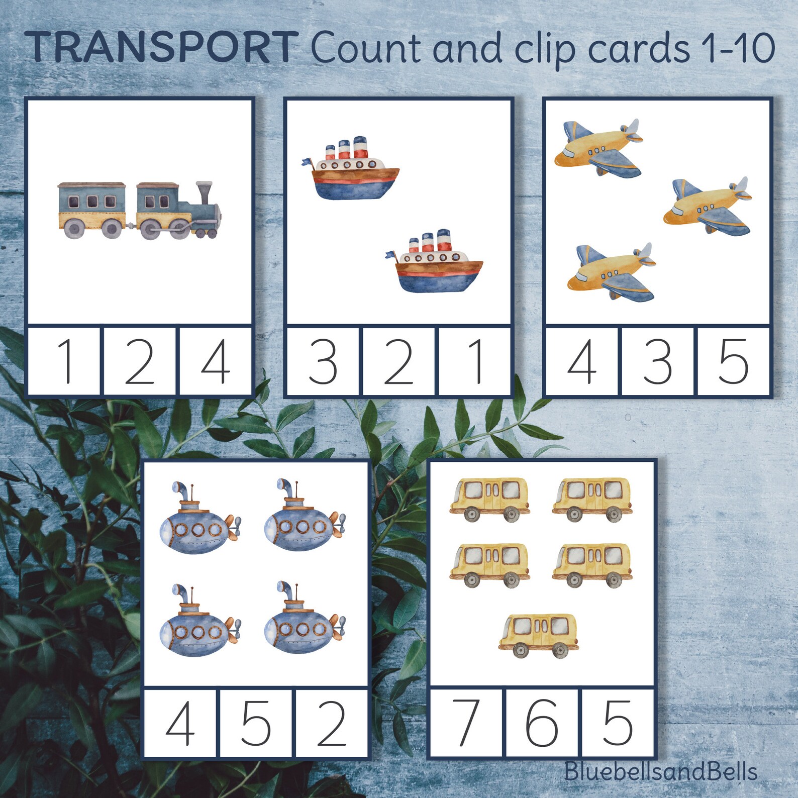 Transport Count and Clip Cards 1-10. Preschool Vehicle Math - Etsy