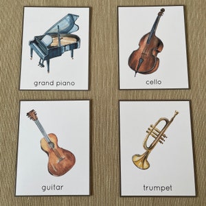 Musical Instrument Flashcards. Preschool and Kindergarten Watercolor ...