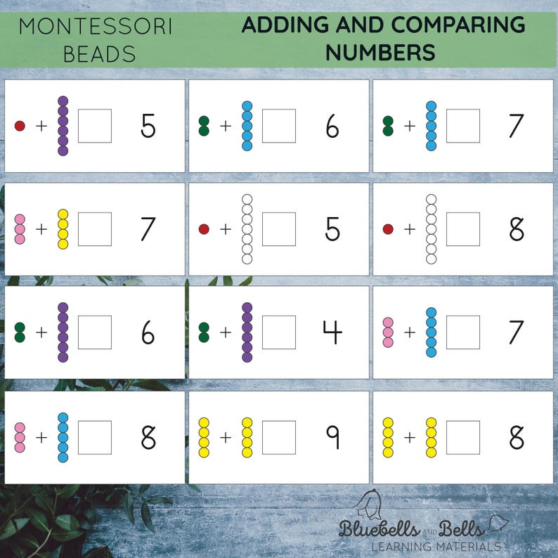 Montessori Bead Bars Comparing Numbers With Addition Equation. - Etsy