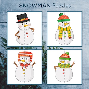 Snowman Printable Puzzles for Toddlers and Preschoolers. Winter ...