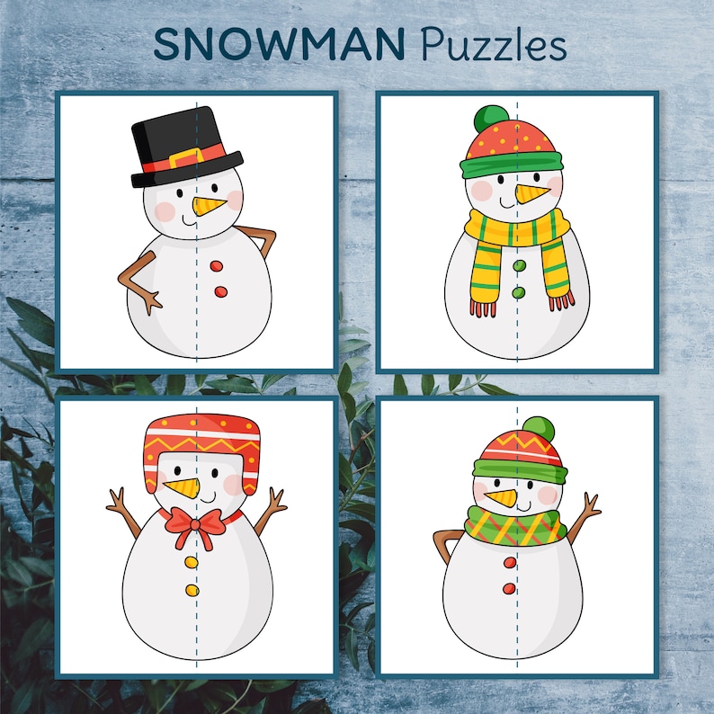 Snowman Printable Puzzles for Toddlers and Preschoolers. | Etsy
