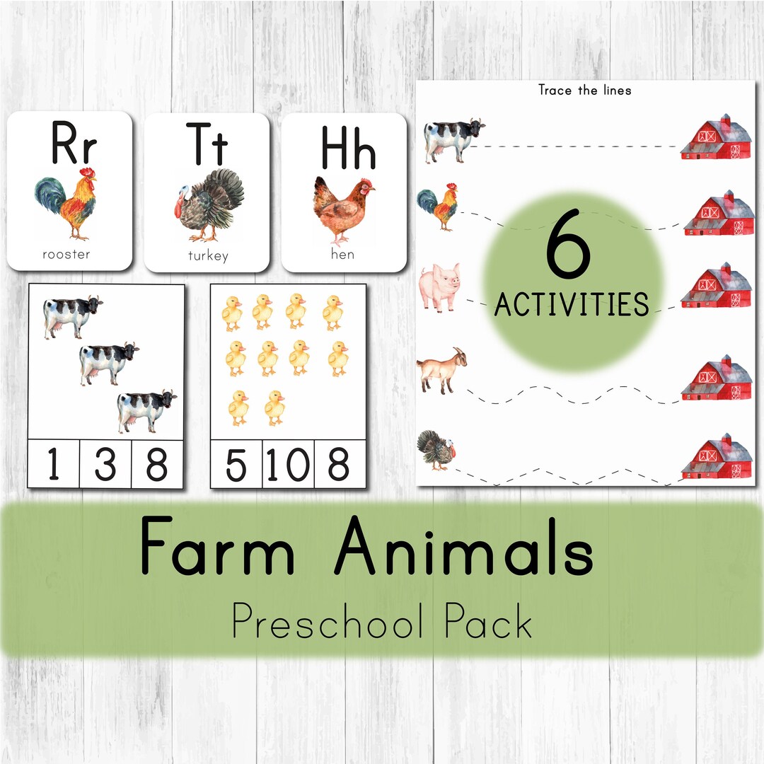 Farm Animals Preschool Printable. Montessori Preschool Printable. - Etsy