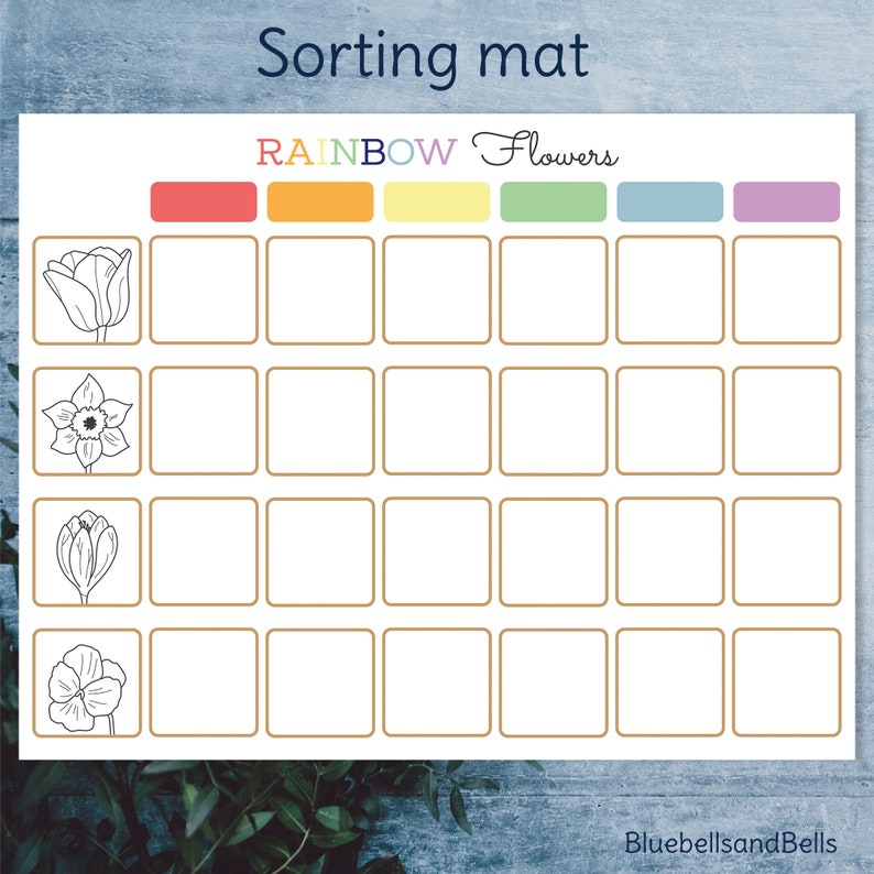 Spring Flower Color Sorting Printable. Montessori Matching | Etsy