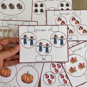 Montessori Fall Printable Multiplication Groups Task Cards ...