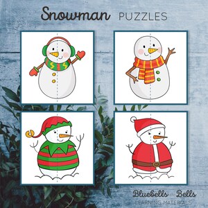 Snowman Printable Puzzles for Toddlers and Preschoolers. Winter ...