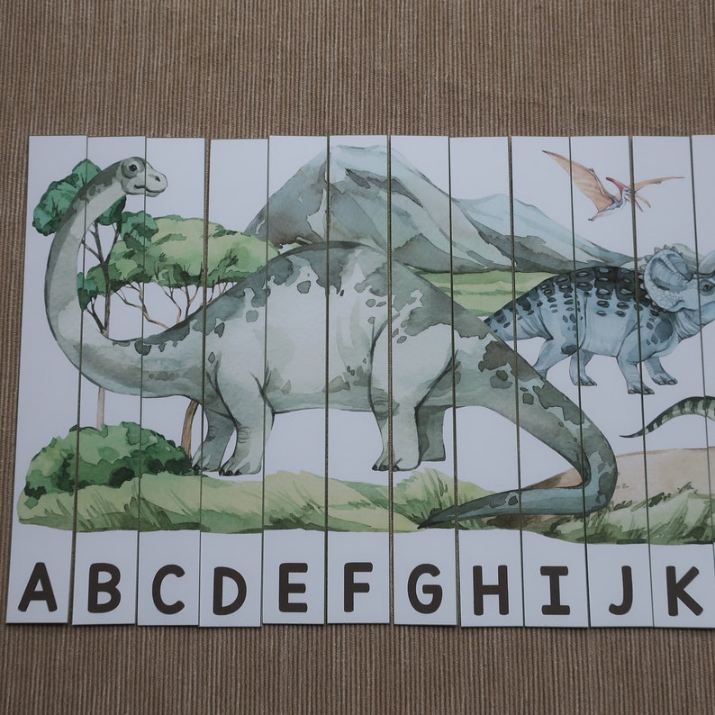 Dinosaur Puzzle Alphabet Sequence A-Z. Preschool and - Etsy