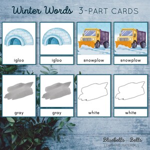 Winter Montessori Printable Vocabulary 3 Part Cards. Preschool and ...