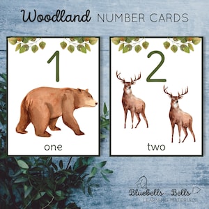 Woodland Animals Number Flashcards 1-10. Nature Counting Cards 1-10 ...