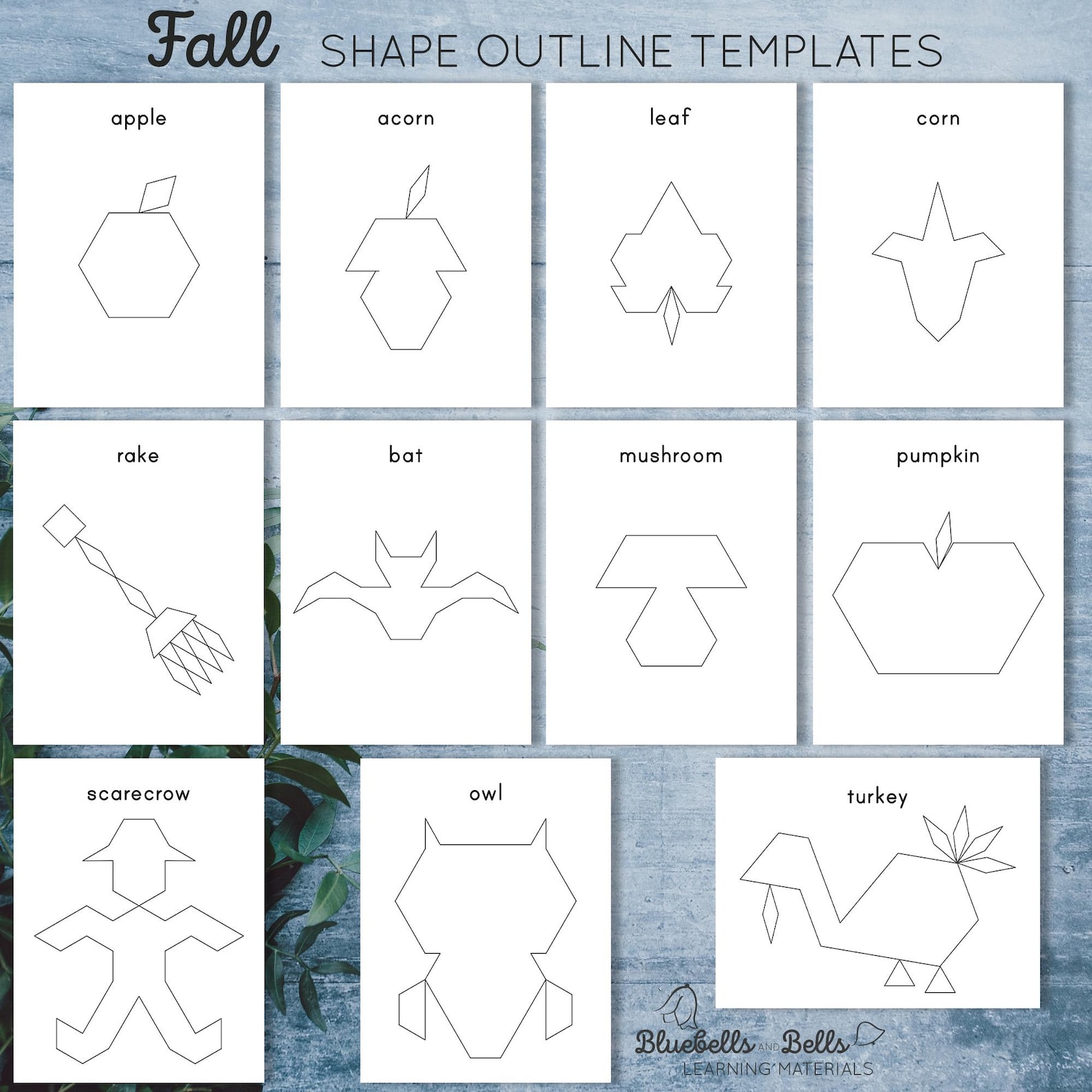 Fall Pattern Blocks Templates. Preschool and Kindergarten Printable ...