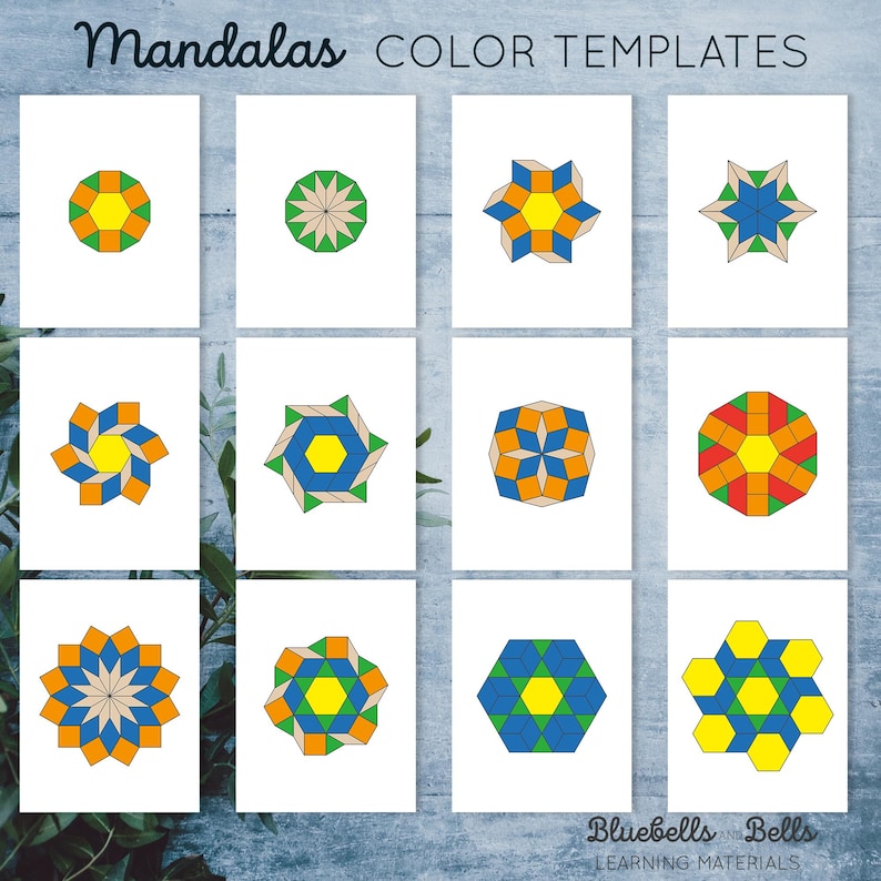 Pattern Block Templates Mandalas. - Etsy