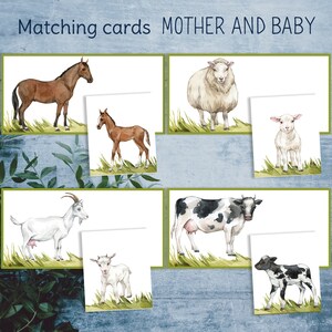 Mother and Baby Farm Animal Matching Cards and Flash Cards. Montessori ...