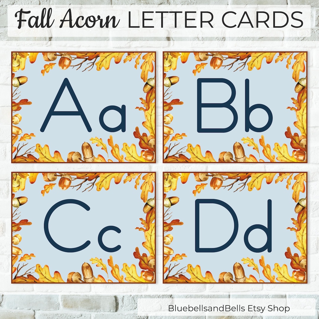 Fall Preschool Printable Letter Cards. Alphabet Classroom Decor for ...