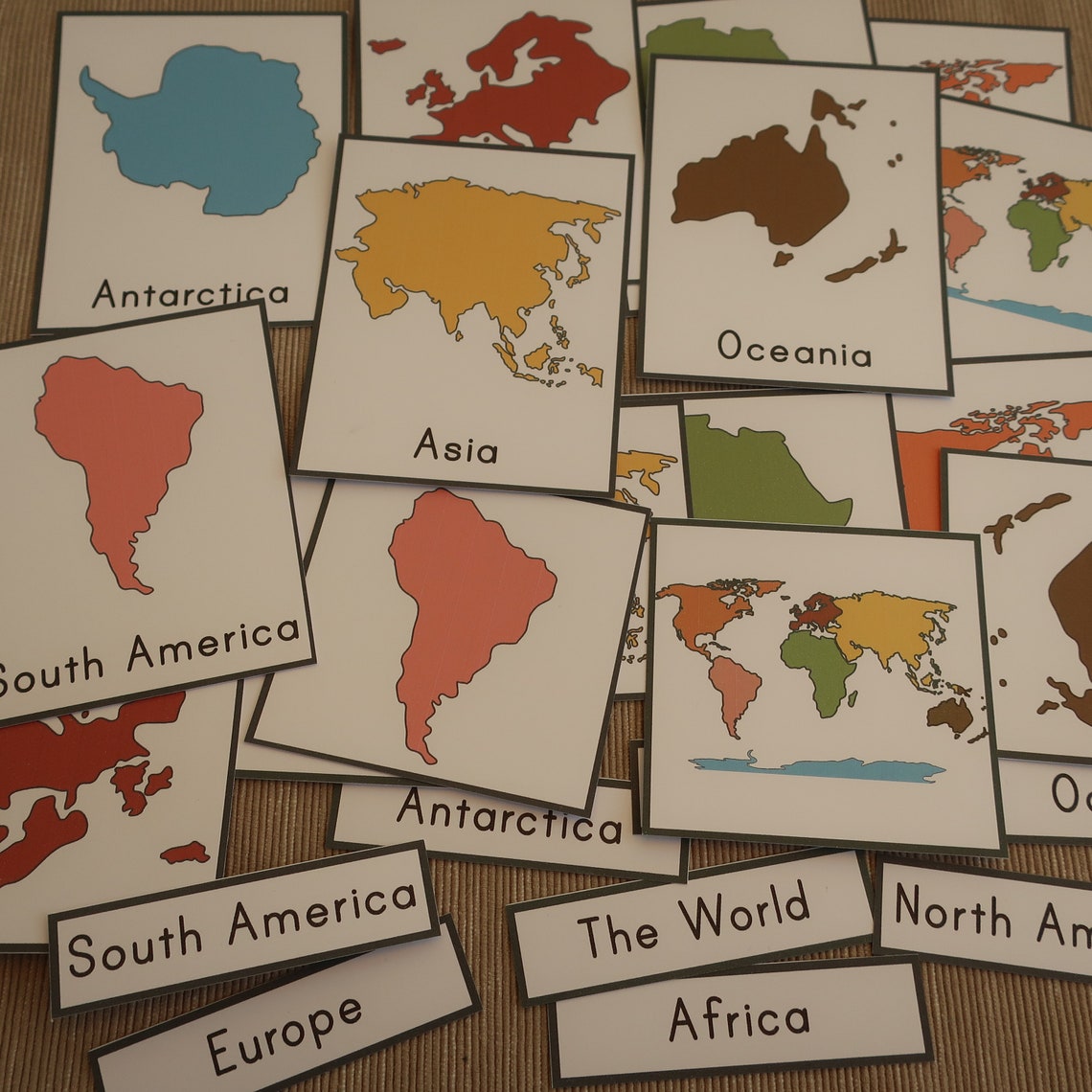 Continents Montessori Printable 3 Part Cards. - Etsy