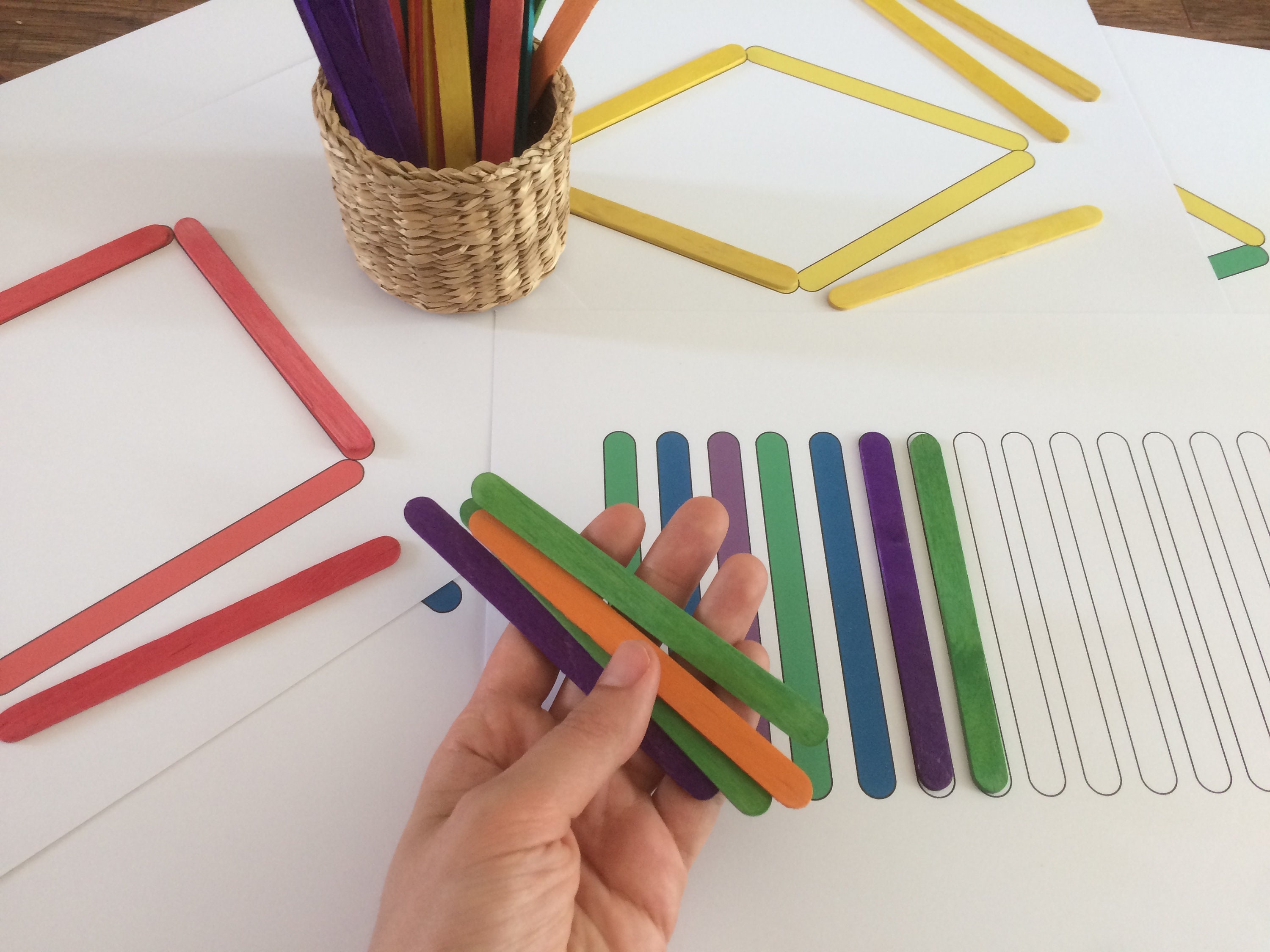 Craft Stick Patterns. Preschool Shape Matching Game. - Etsy