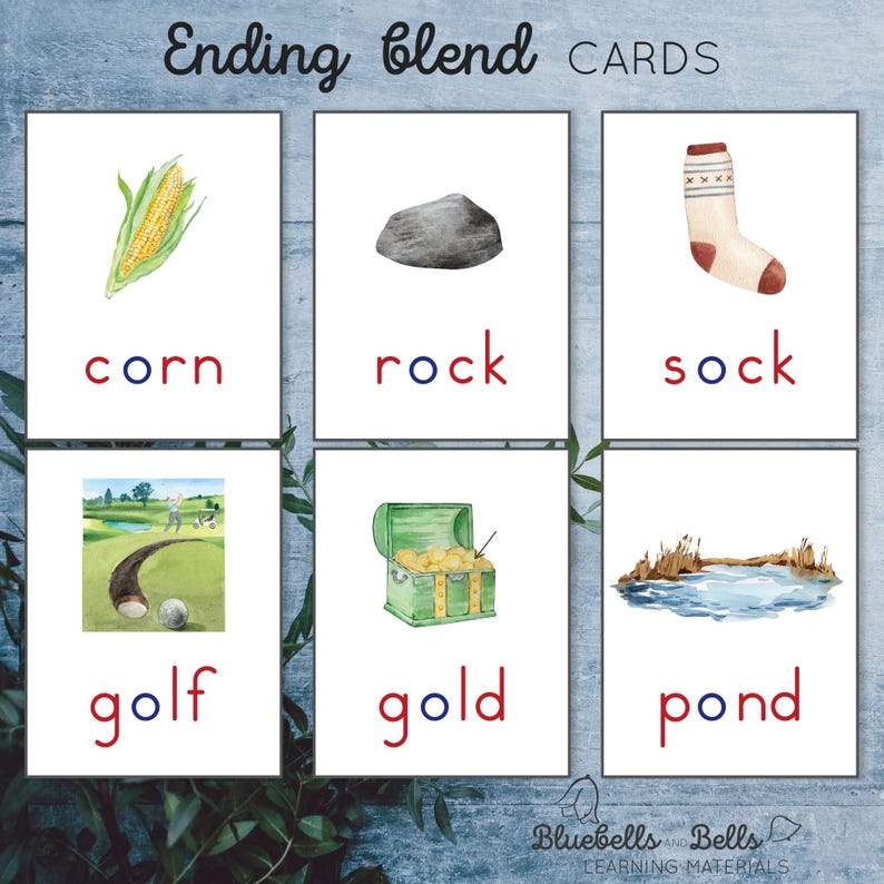 Blends Cards. CVCC Words Printable. - Etsy