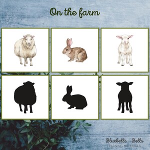 Farm Animal Shadow Matching Cards. Toddler Montessori Printable. - Etsy