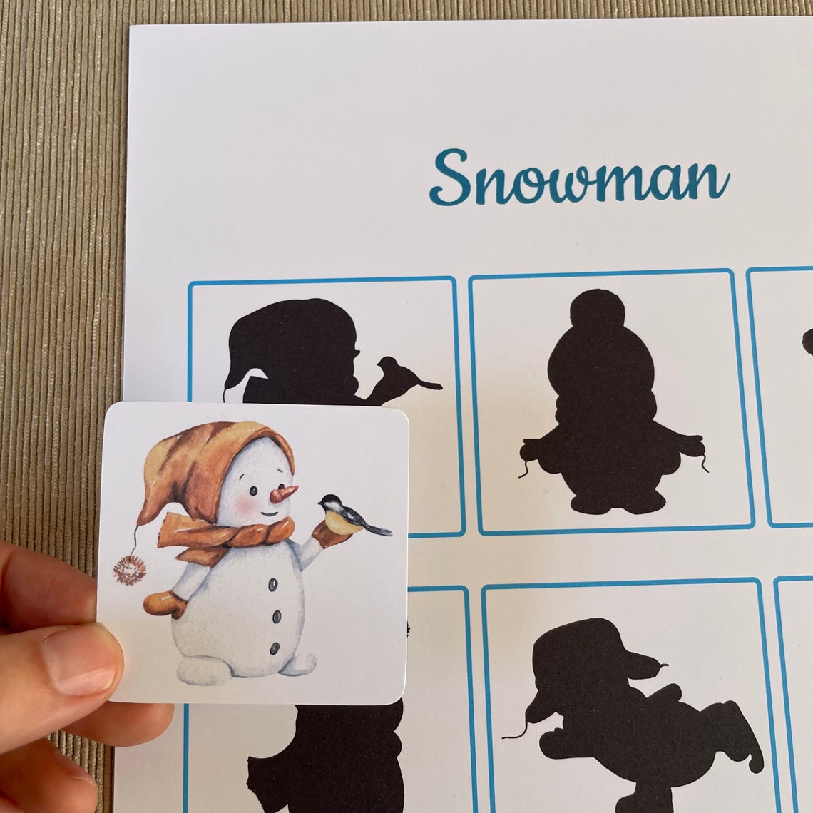 Winter Toddler Printable Snowman Shadow Matching Activity. Montessori ...