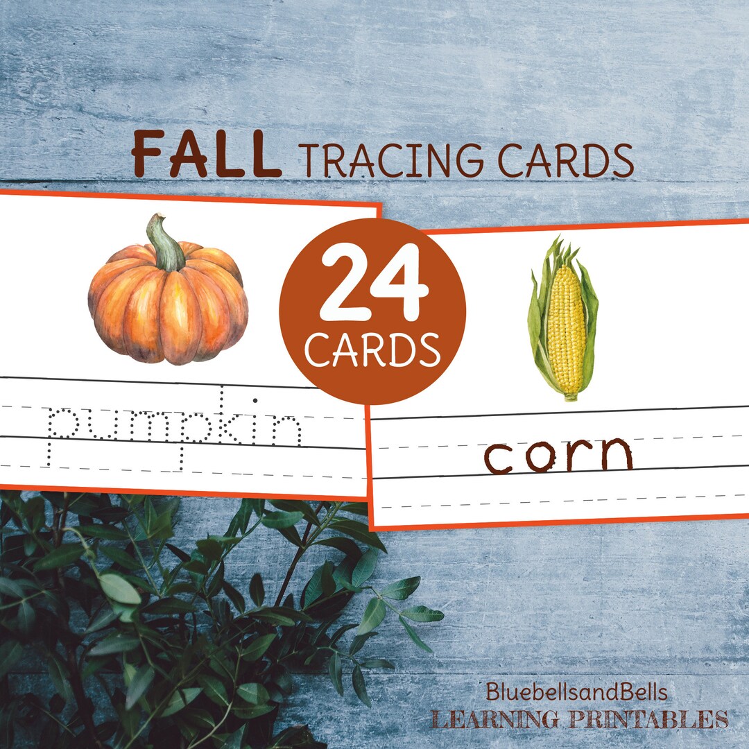 Fall Tracing Word Cards. Kindergarten and Preschool Handwriting ...