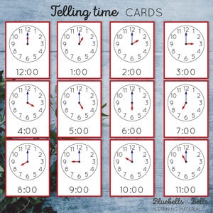 Telling Time Cards. Clock Activity Kindergarten and Elementary School ...