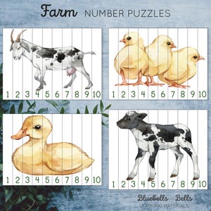 Farm Animal Number Sequence Puzzles 1-10. Preschool Math Printable ...