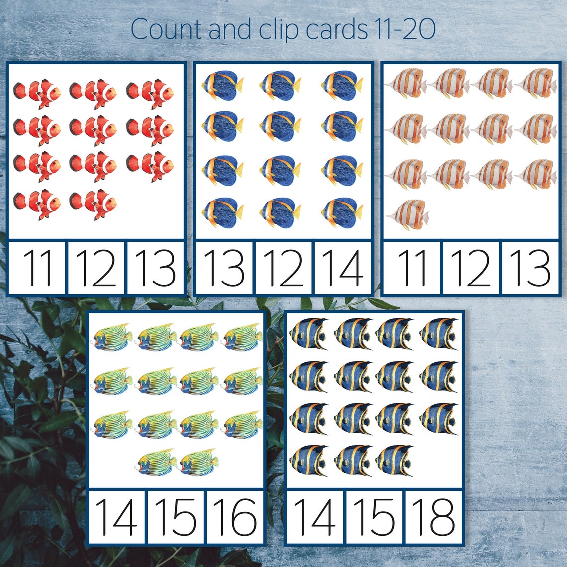 Ocean Count and Clip Cards 11-20. Preschool Math Printable. - Etsy