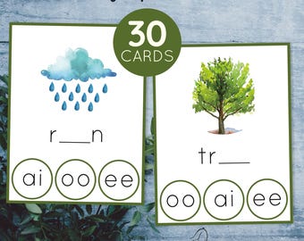 R-controlled Vowels Clip Cards (montessori Green Series Reading and ...